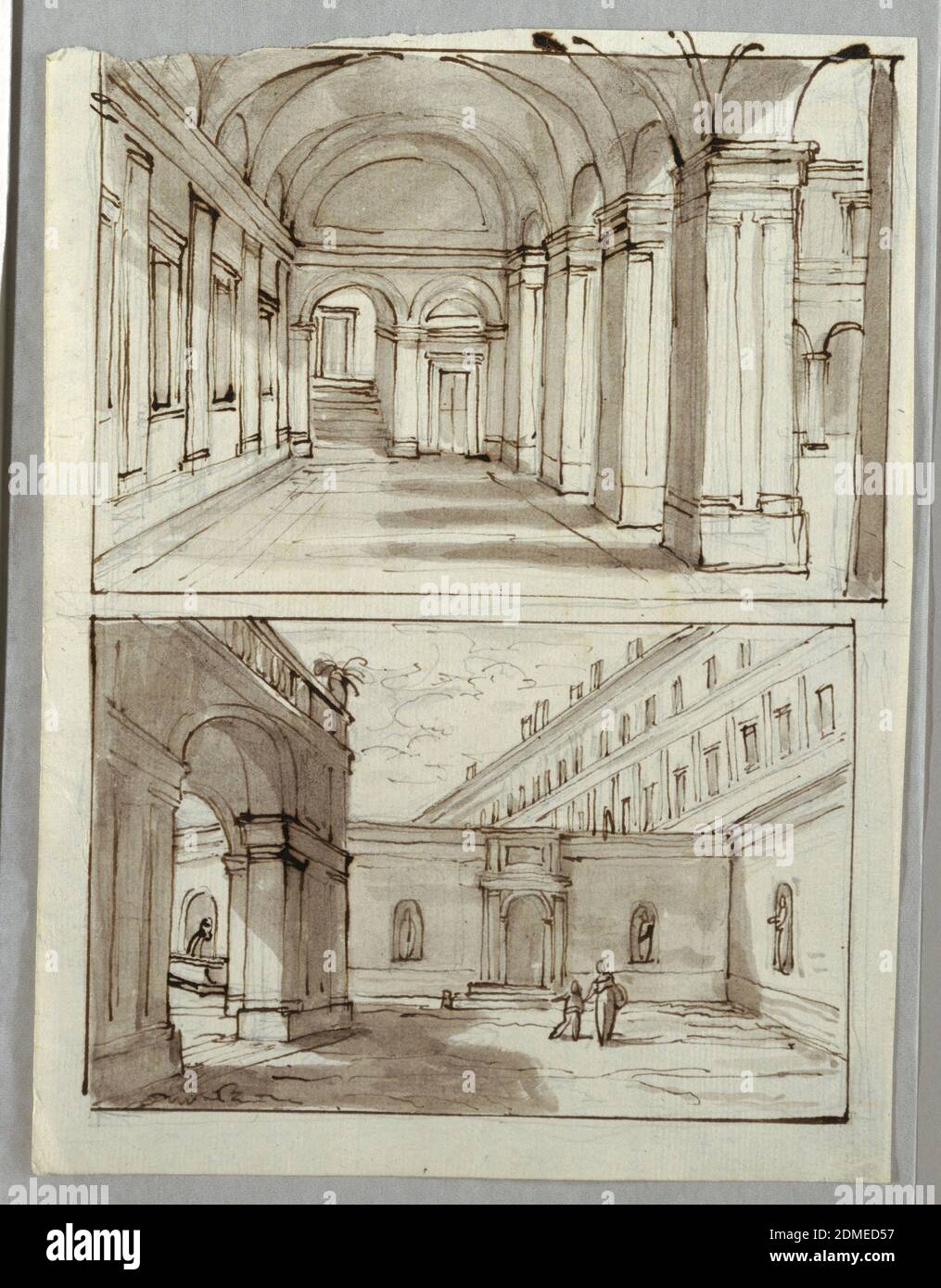 Two Designs for Portico and Court of Palace, Felice Giani, Italian ...