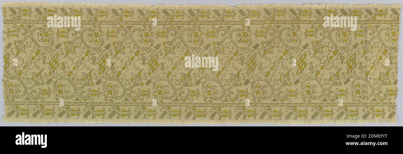 Band, Medium: linen Technique: embroidered, Band of light brown linen ...