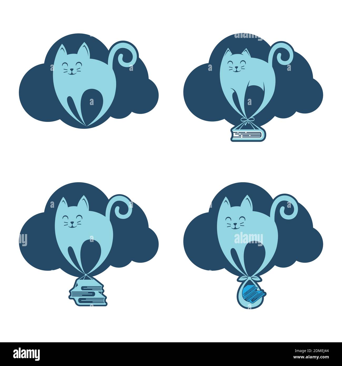 Funny flying cat on the cloud. Illustration with flying cats bring the ...