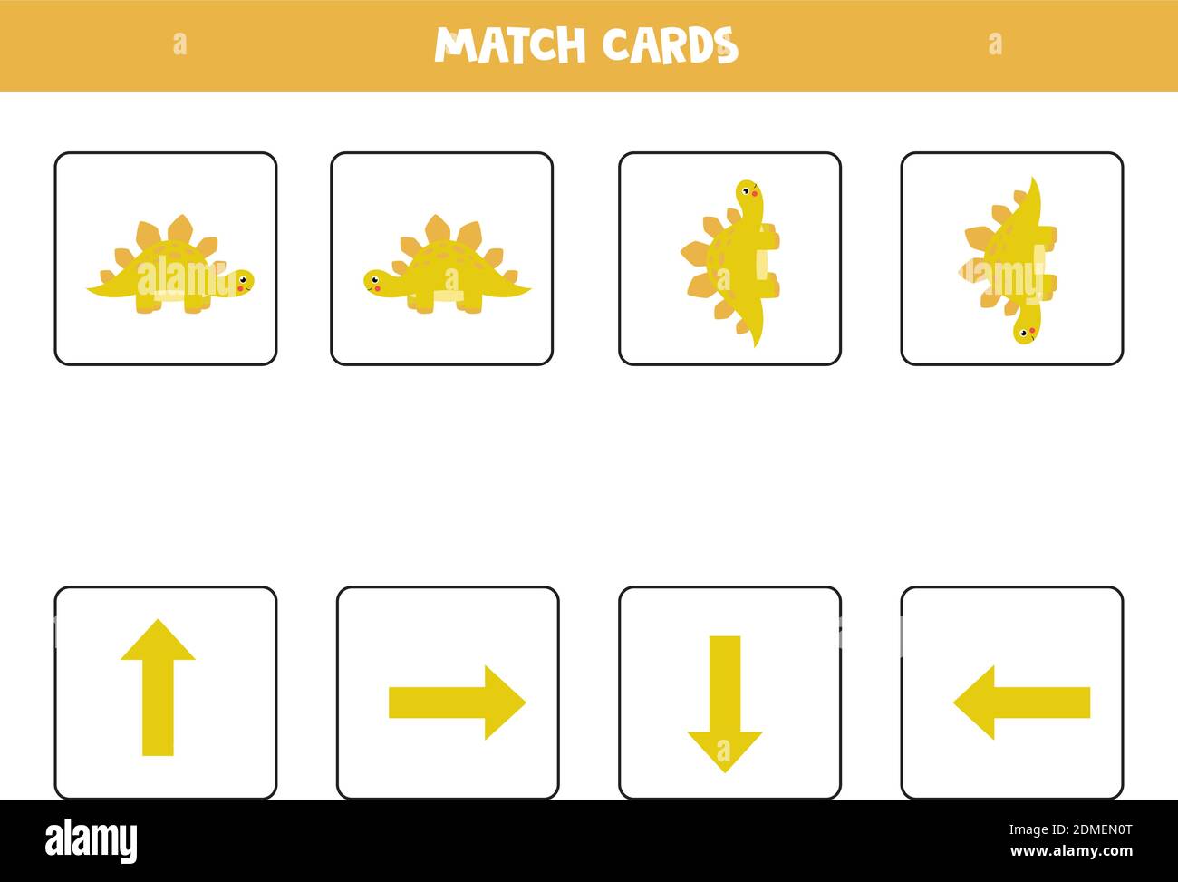 Spatial orientation with cute dinosaur. Left, right, up or down ...