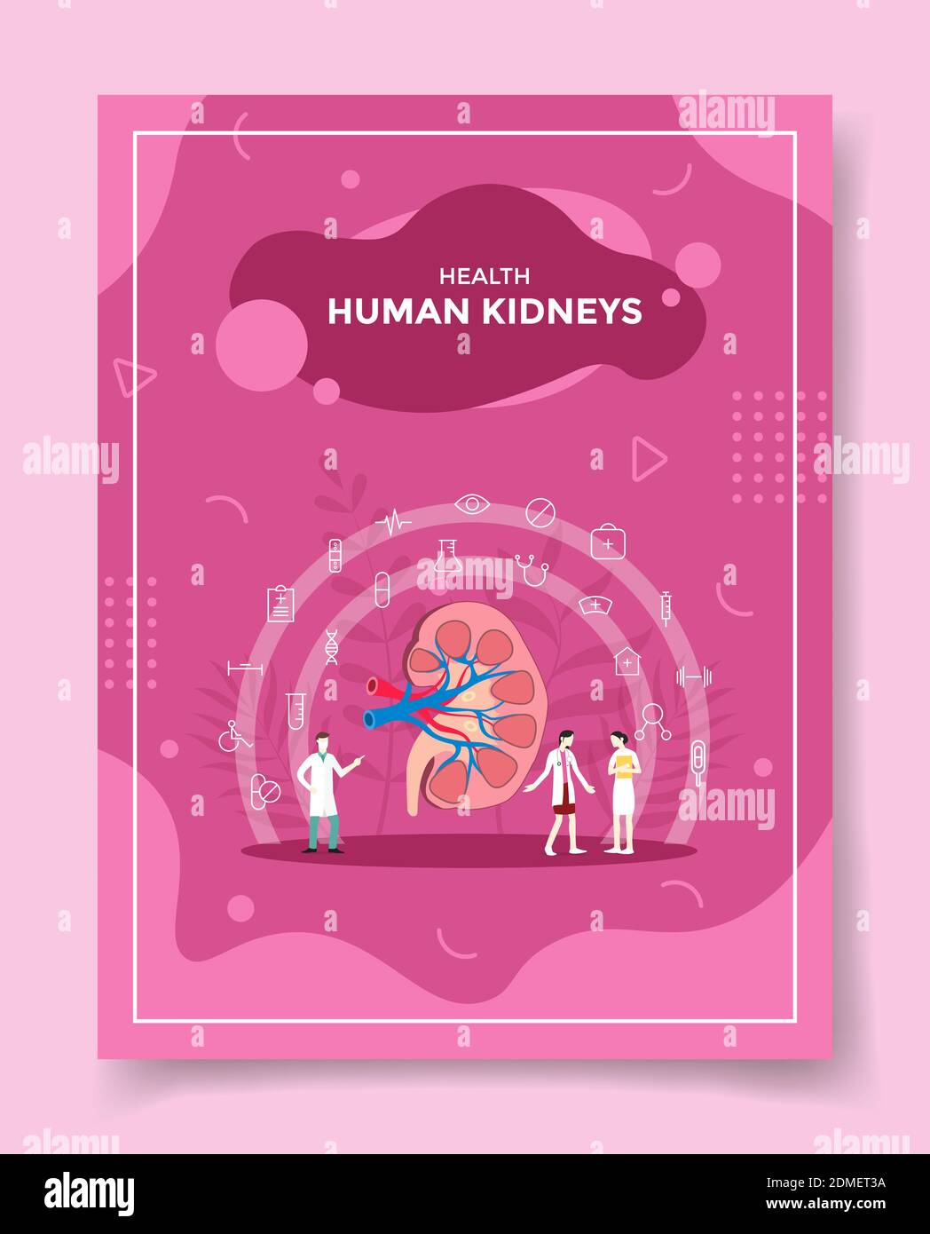 health human kidney people doctor nurse around anatomy for template of ...