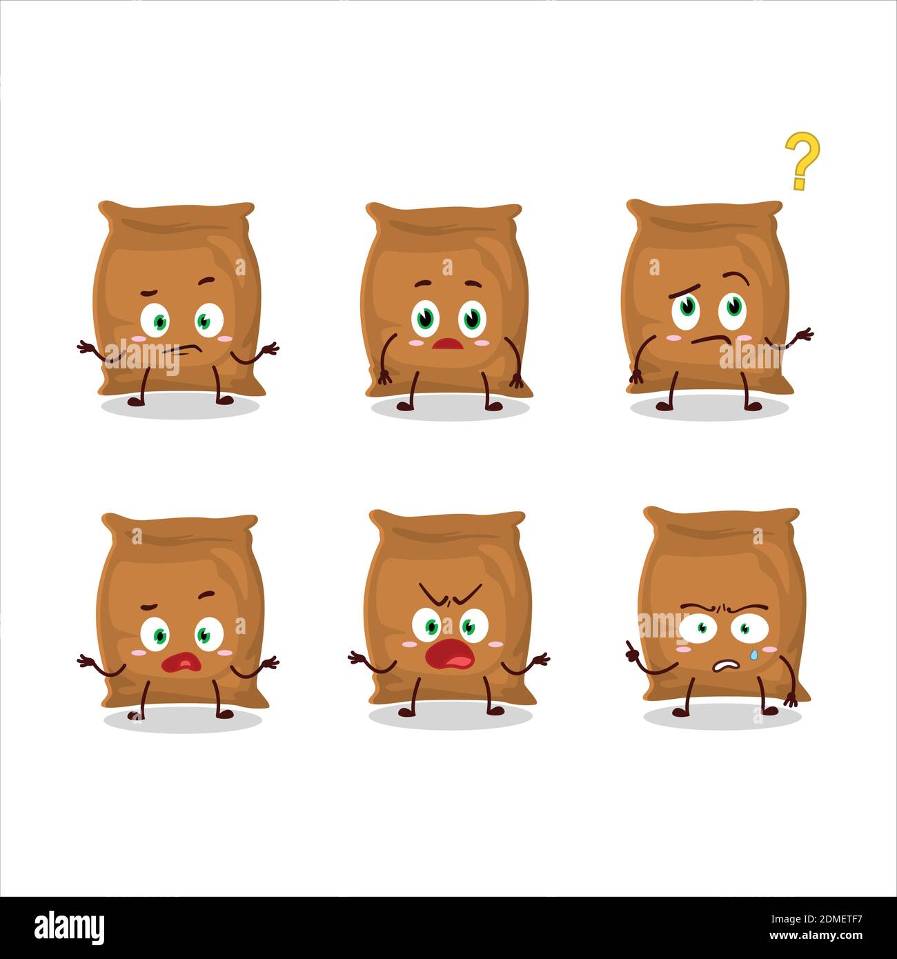 Cartoon character of flour sack with what expression. Vector ...