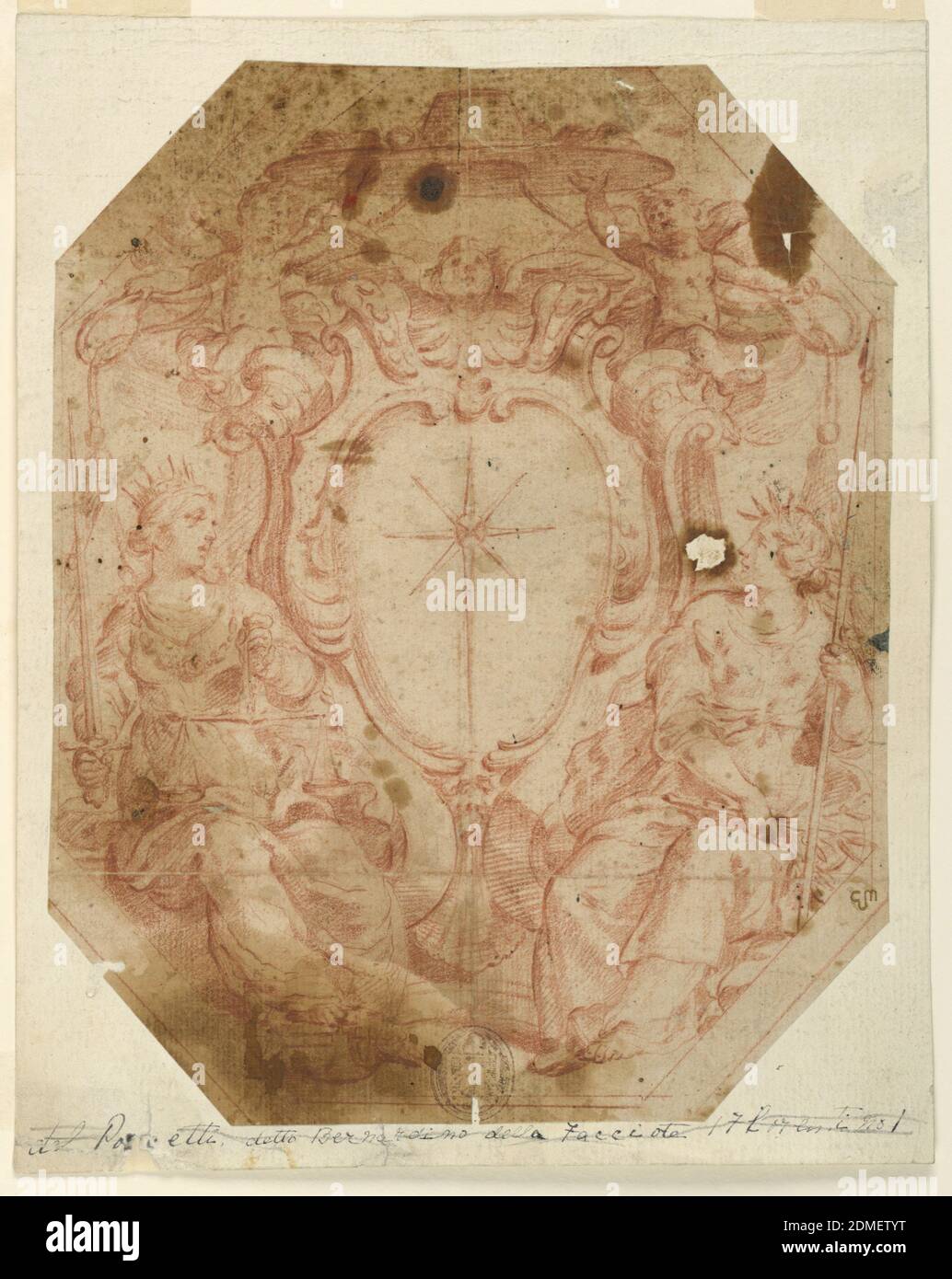 Project for the Coat of Arms of a Prelate, Red chalk on laid paper ...