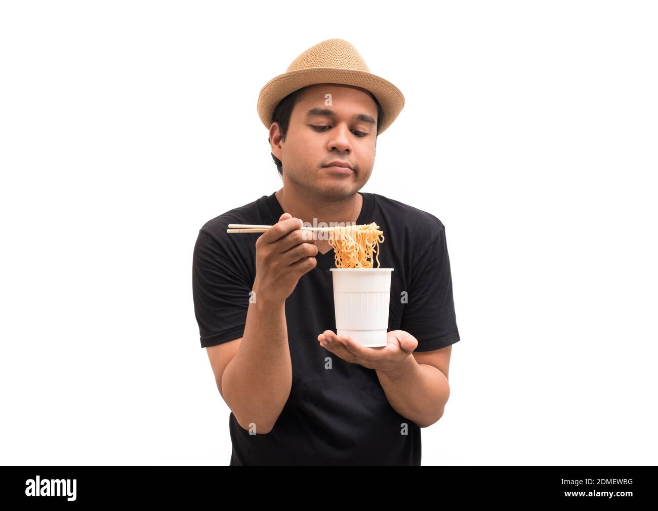 Indian man eating noodles hi-res stock photography and images - Alamy