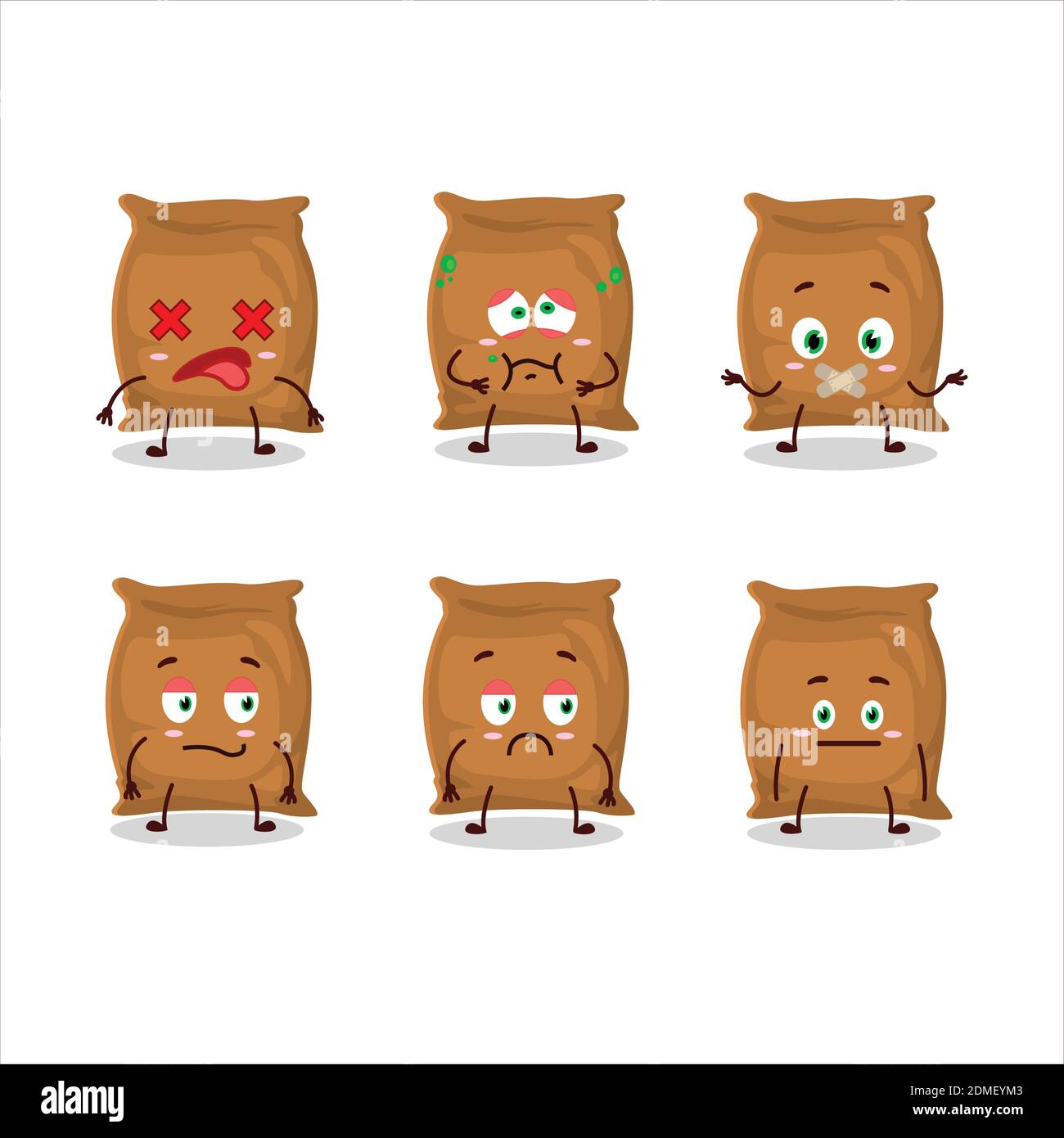 Flour sack cartoon character with nope expression. Vector illustration ...