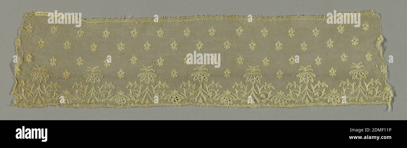 Border, Medium: linen Technique: bobbin lace, Mechlin style, Straight ...