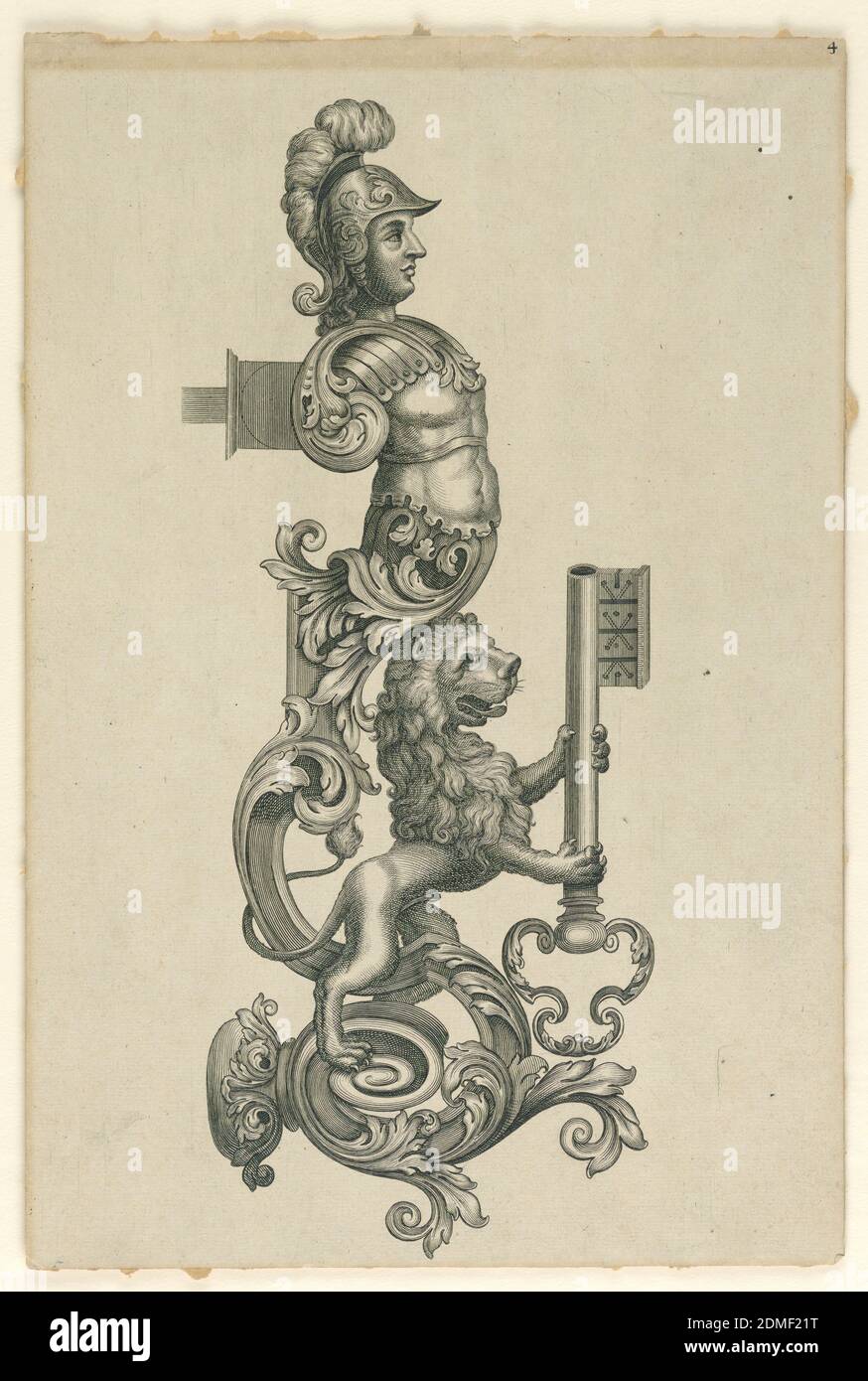 Grotesque Design, Engraving on paper, At top, a half figure of a ...