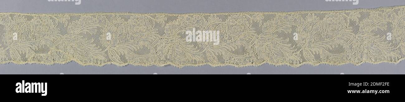 Edging, Medium: linen Technique: bobbin lace, Mechlin style with five ...