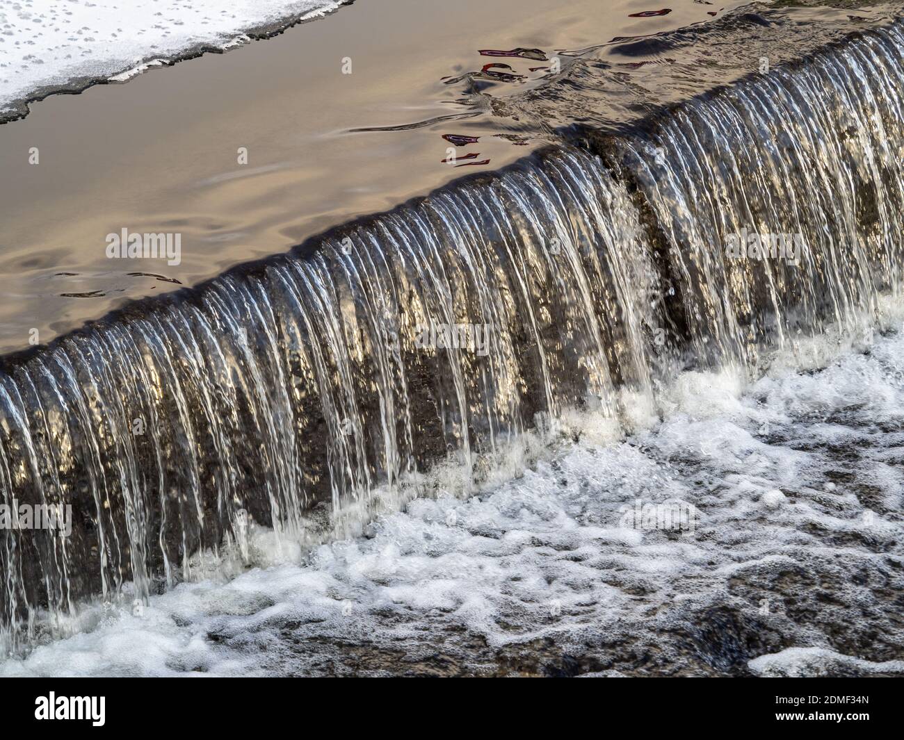 A small flat cascade in a calm river. Water background Stock Photo - Alamy