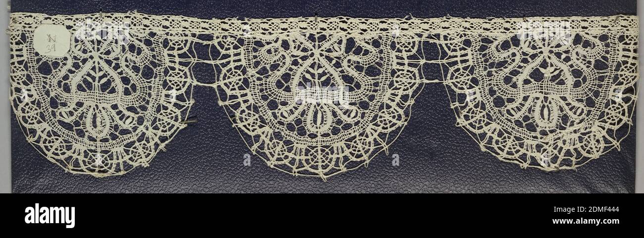 Border, Technique: bobbin lace, Bobbin lace edge, floral tab edge; mid ...