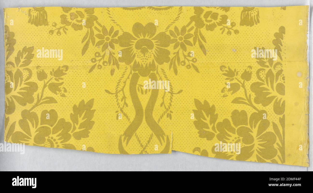 Sidewall, Block-printed and flocked on handmade paper, varnished ground ...