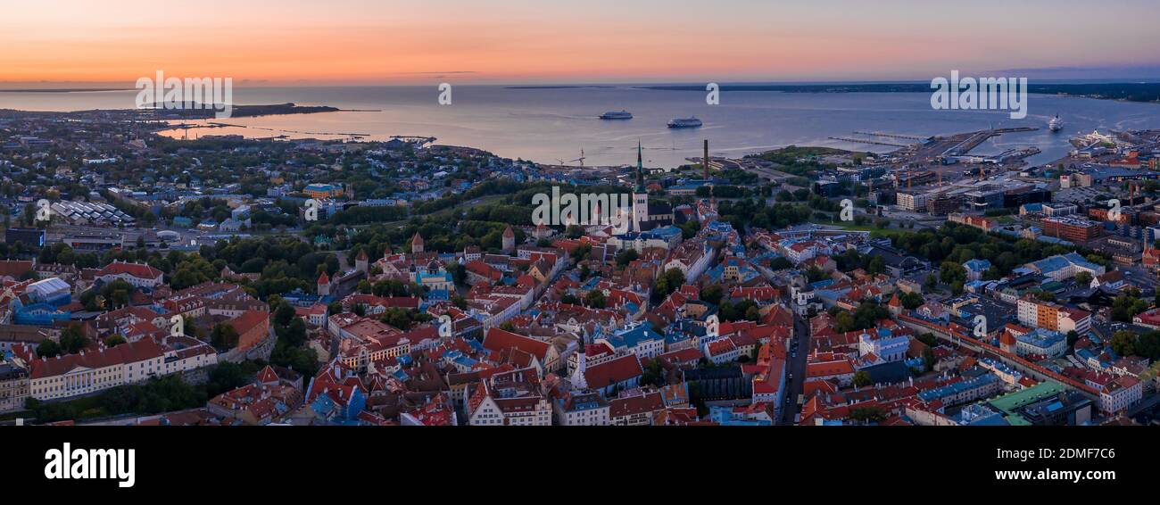 An panoramic of the historical Old Town gleaming under the sunset in ...
