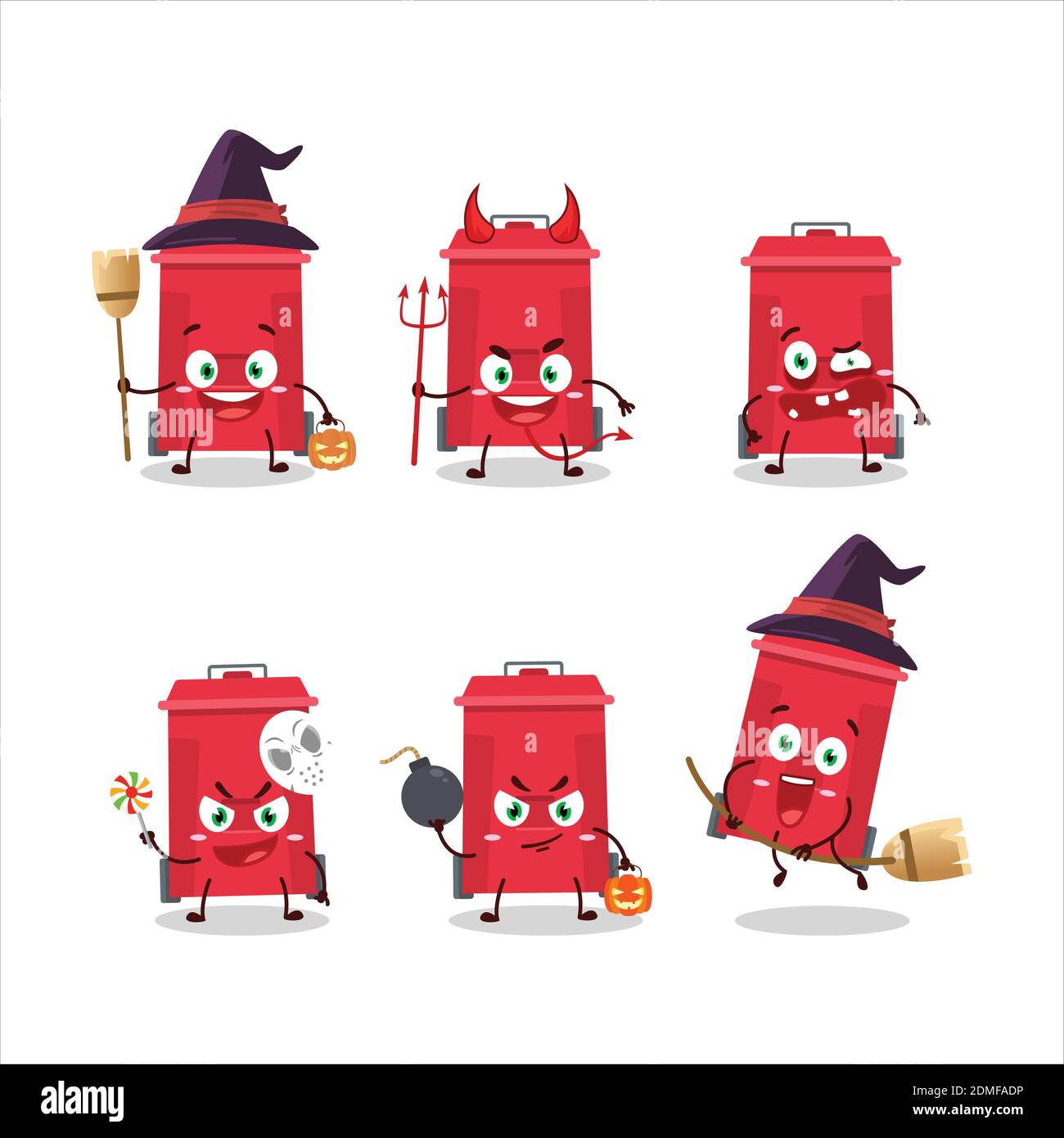 Halloween expression emoticons with cartoon character of plastic trash ...