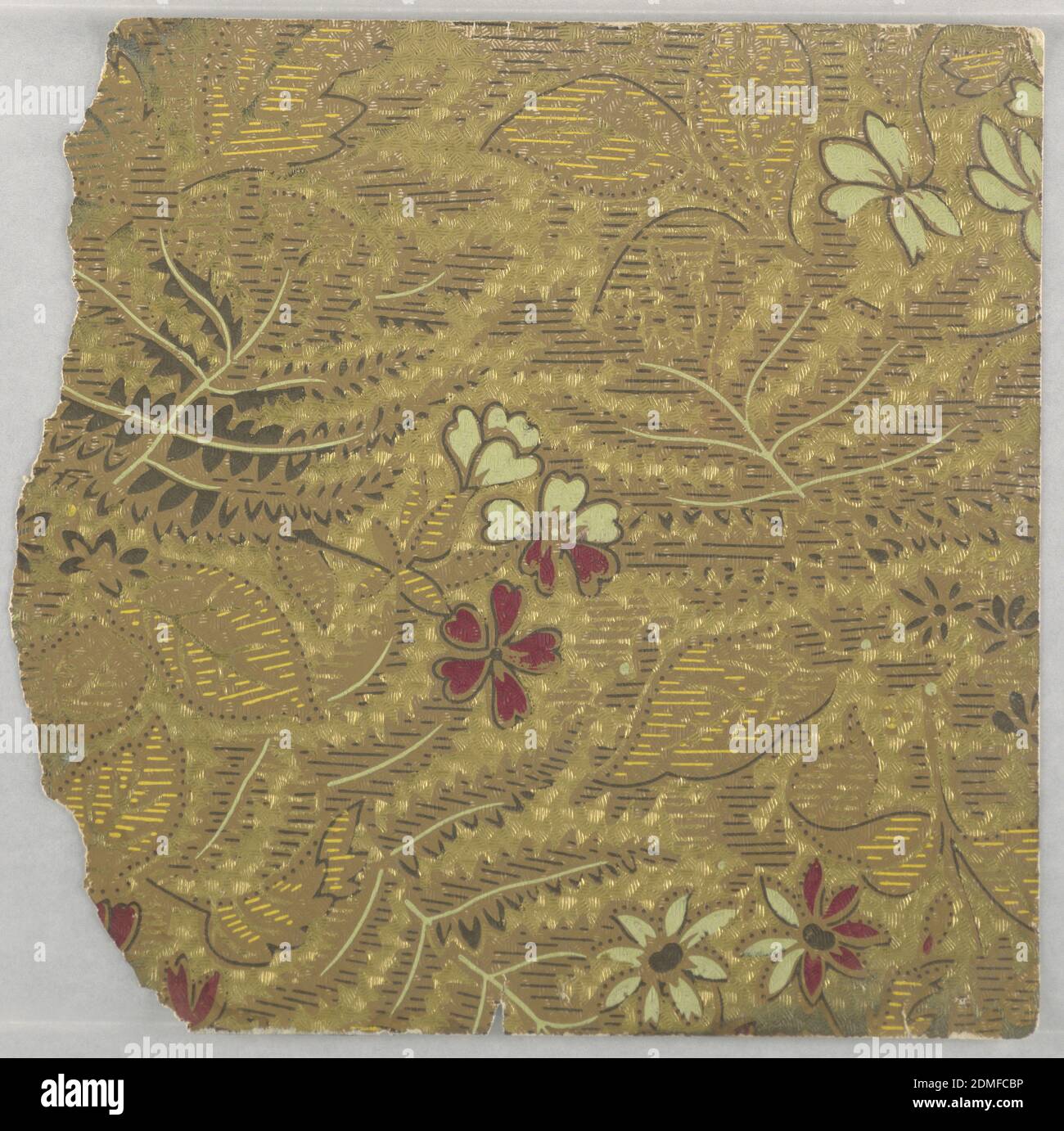 Sidewall sample, Machine-printed on paper, Fragmentary wallpapers from ...