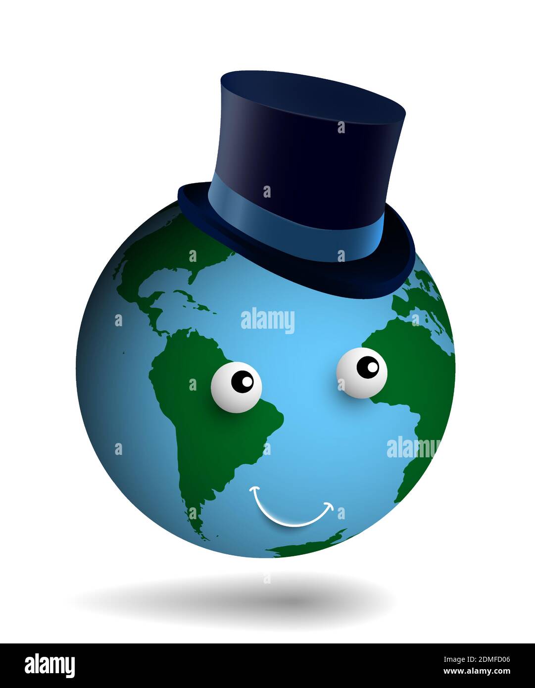 kind happy planet earth in a blue high top hat. Good mood. Time to rest ...