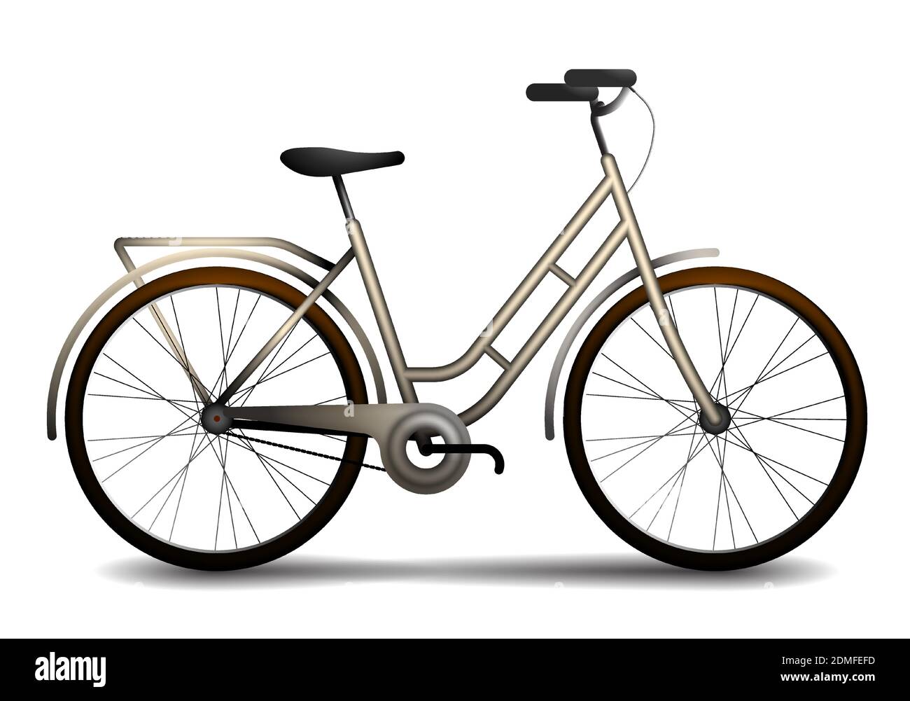 female classic bike in cartoon style. Healthy lifestyle, care for the ...