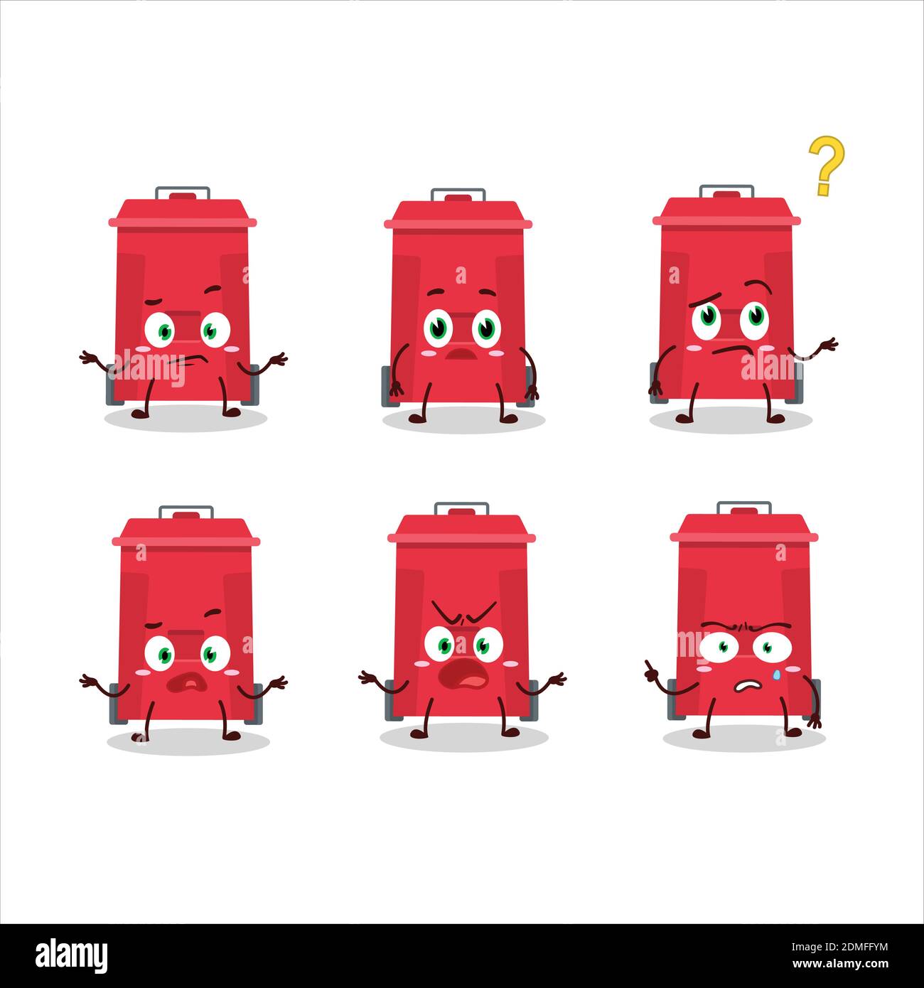 Cartoon character of plastic trash can with what expression. Vector ...