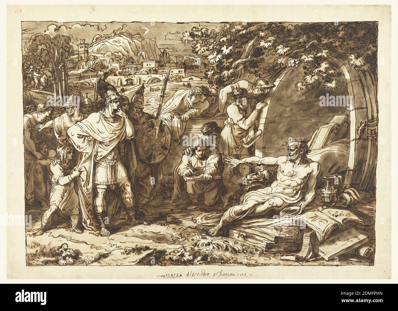 Alexander the Great and Diogenes, Felice Giani, Italian, 1758–1823, Pen ...