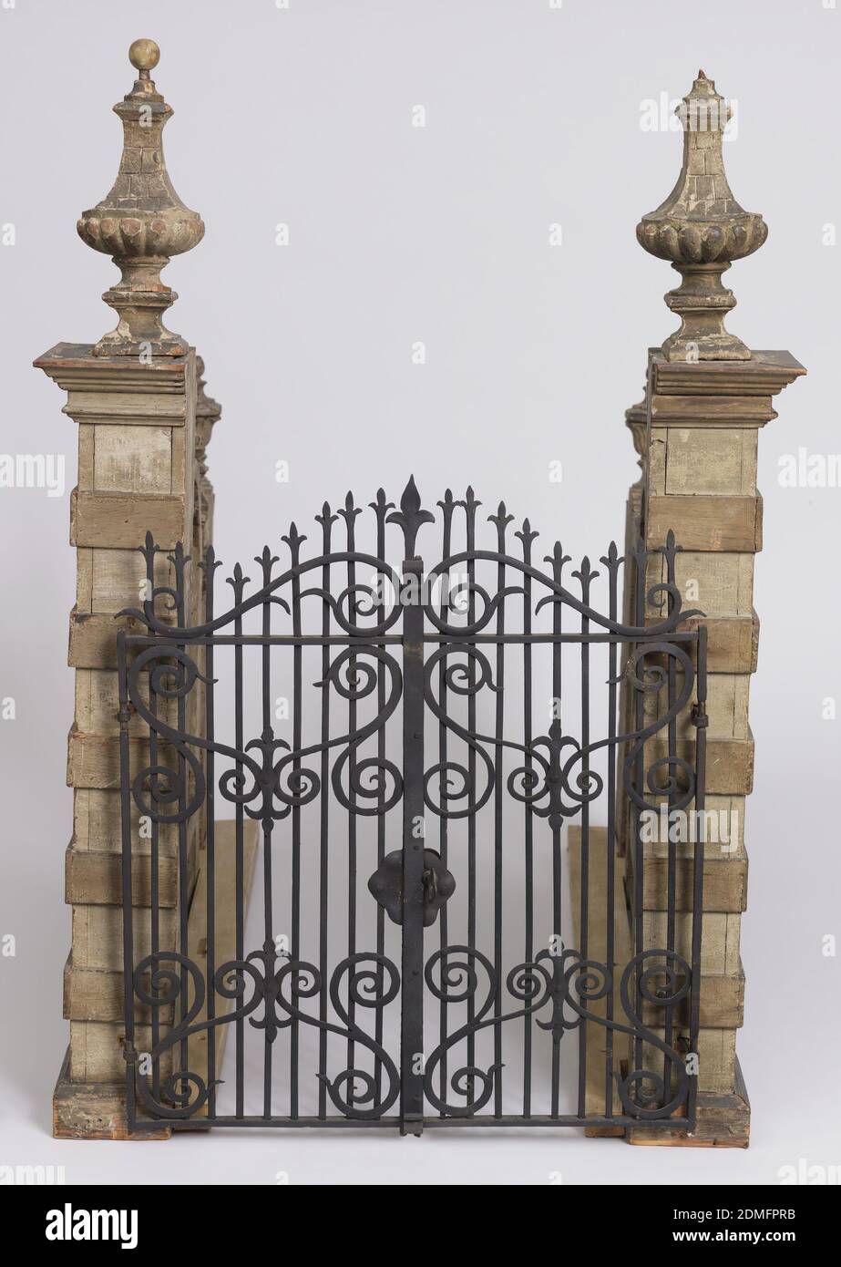 Model of a Walled Entrance with Gate, Carved and painted pine, wrought ...
