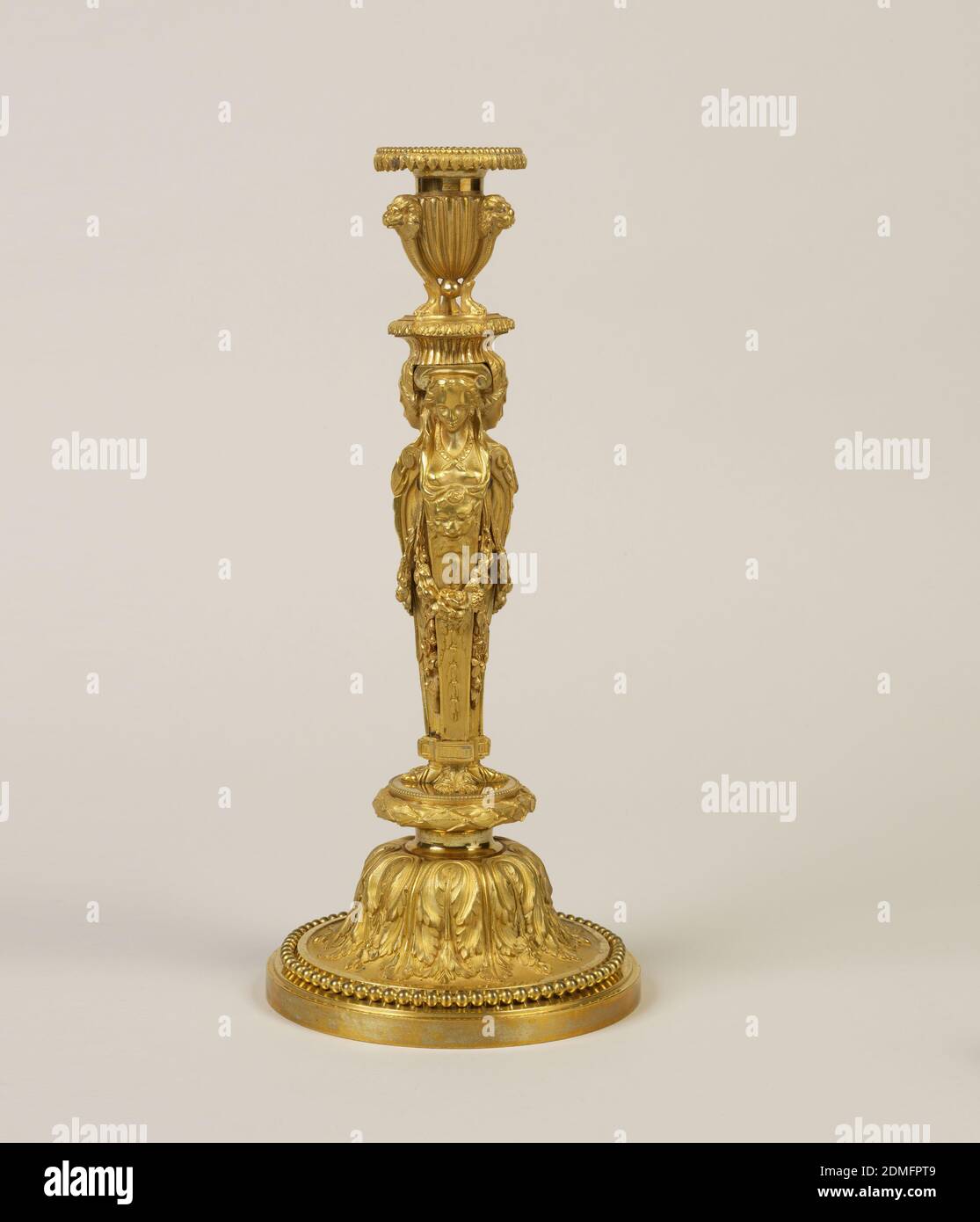 Candlestick, Fire-gilt bronze, Circular base, of ogee profile ...