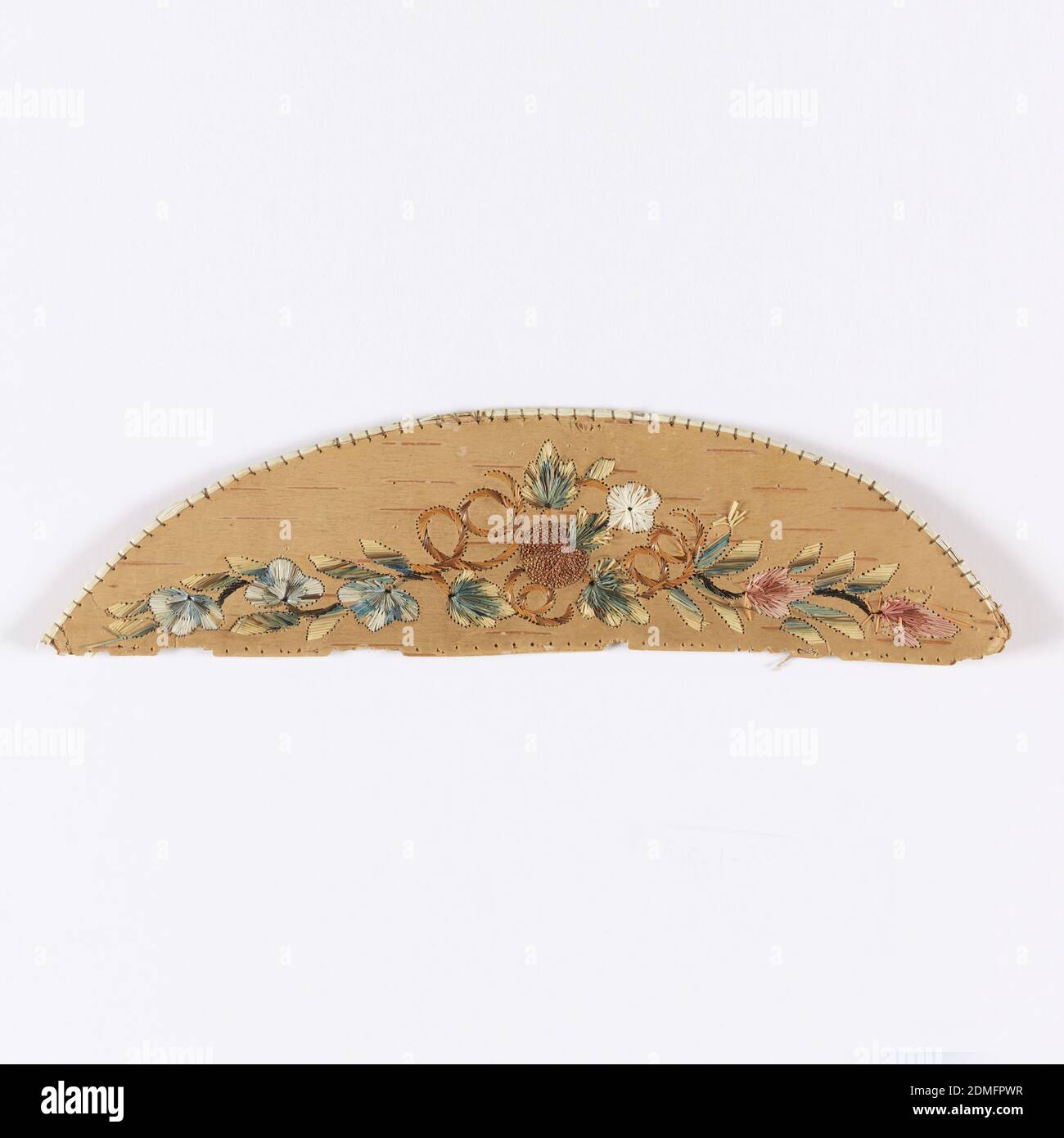 Textile, Medium: birch bark embroidered with dyed porcupine quills, USA ...