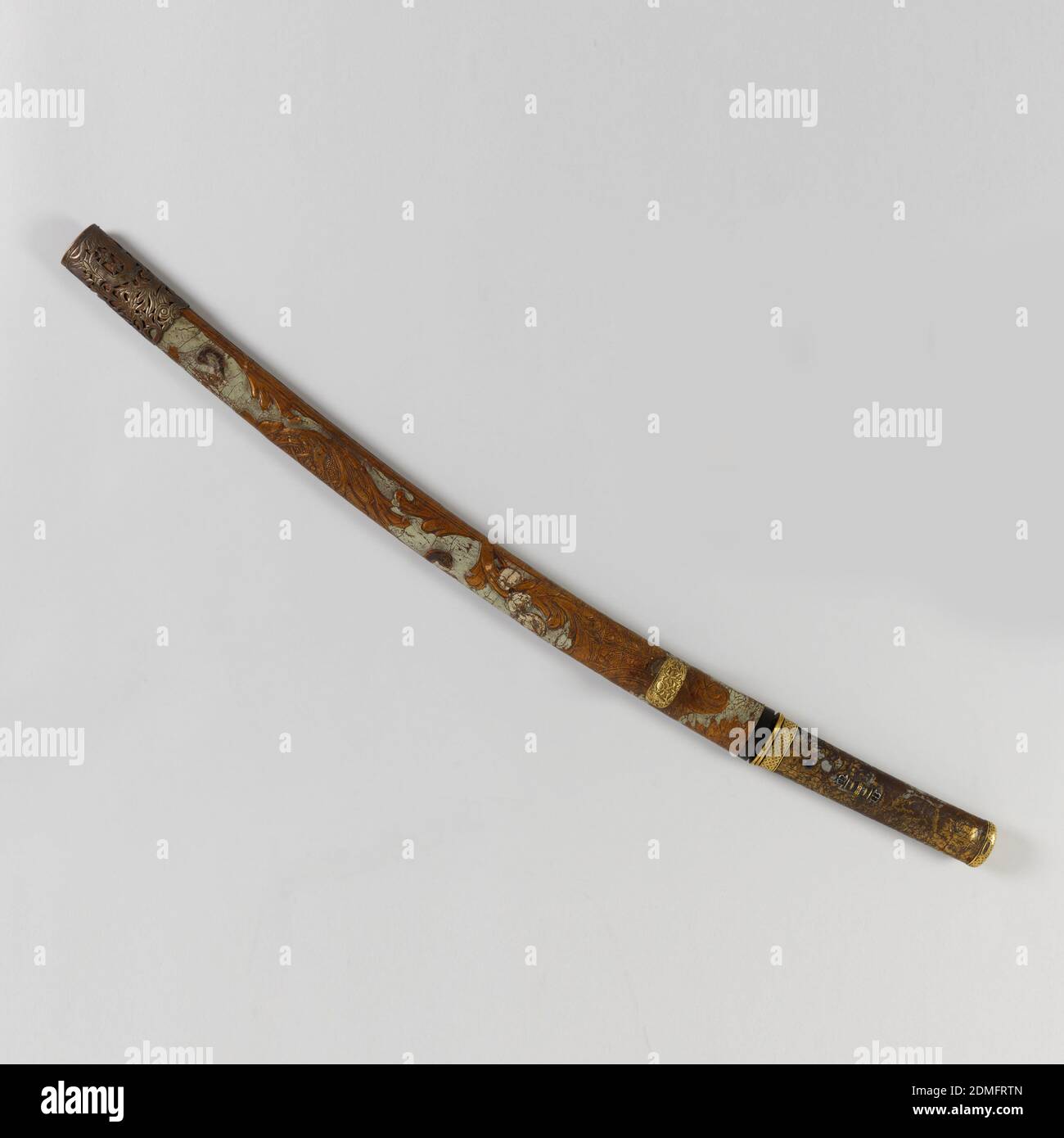 Sword hilt, Wood, metal, Scabbard with metal and wood decoration ...