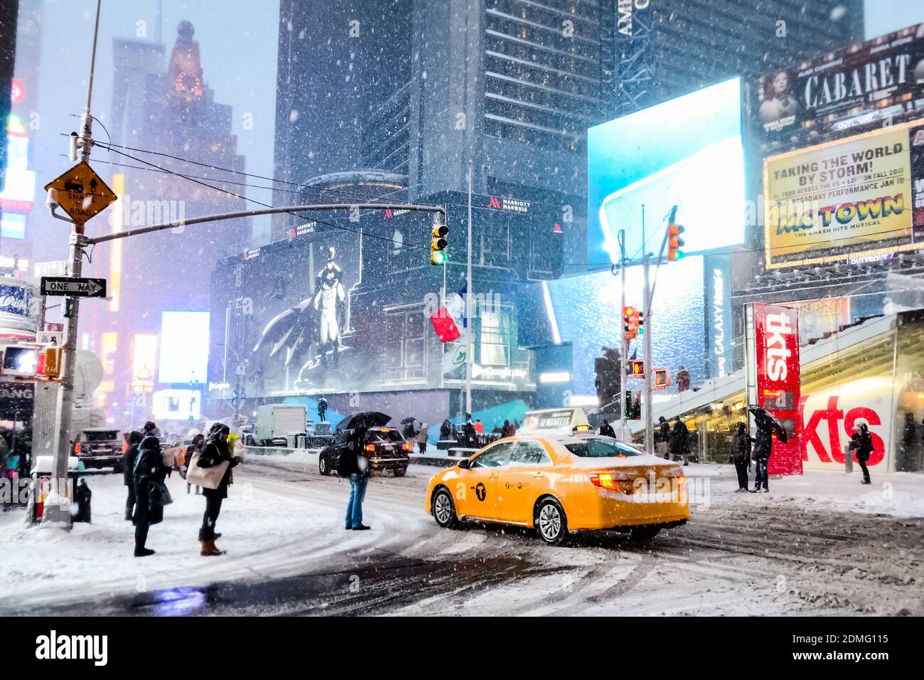 Winter snowstorm blizzard in New York City with heavy snow fall, cars ...