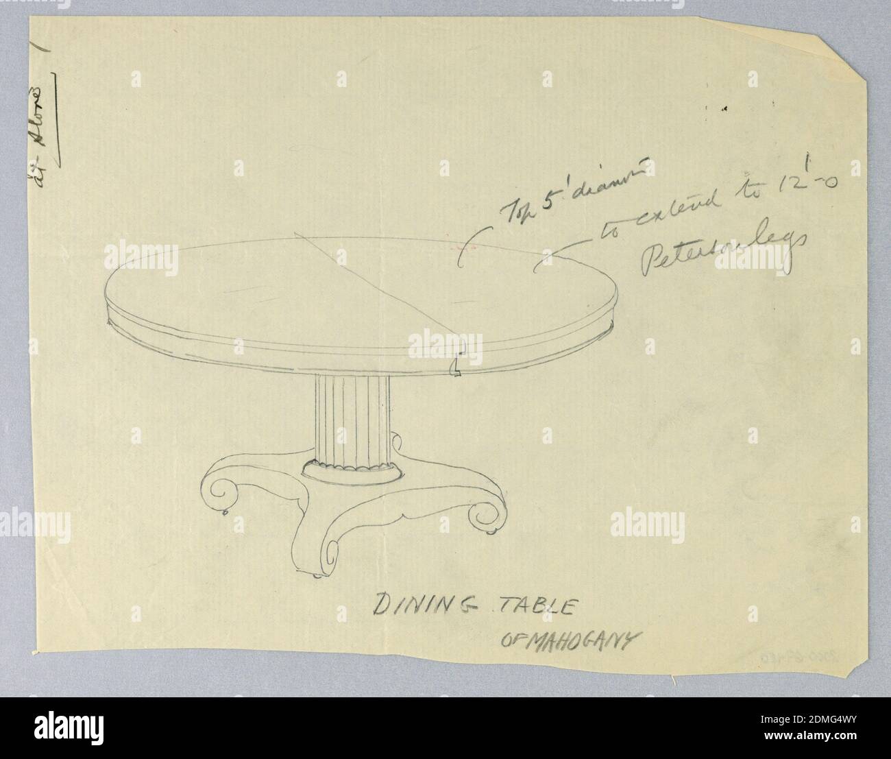 Design for a Round Dining Table of Mahogany on Scroll-Like Feet, A.N ...