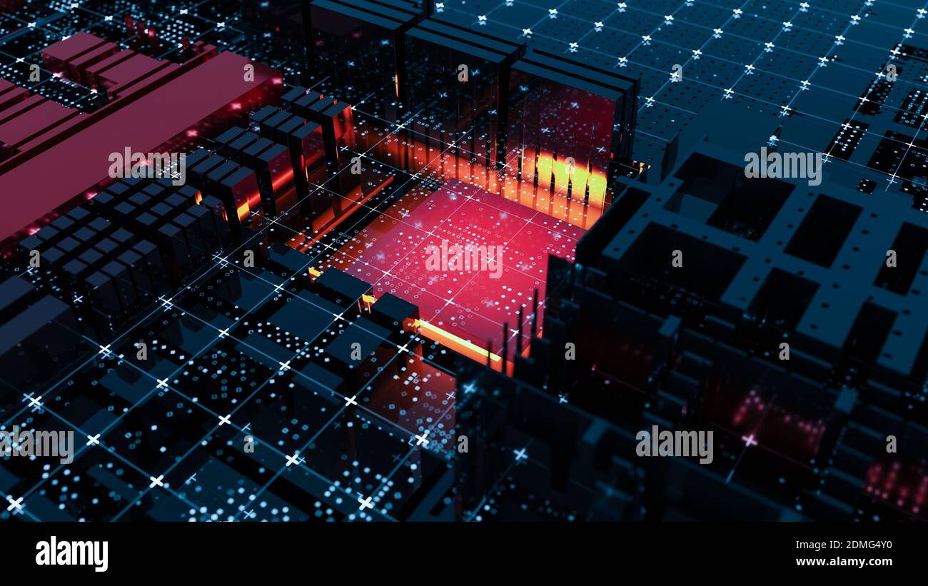 Abstract Central Computer Processors Concept. 3D illustration Stock ...