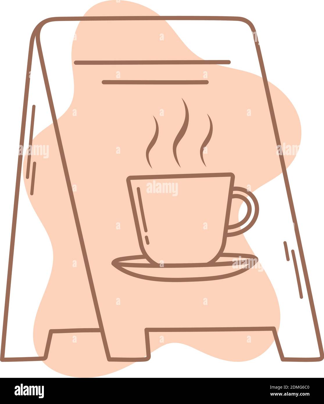 coffee stand board with cup icon line and fill vector illustration ...