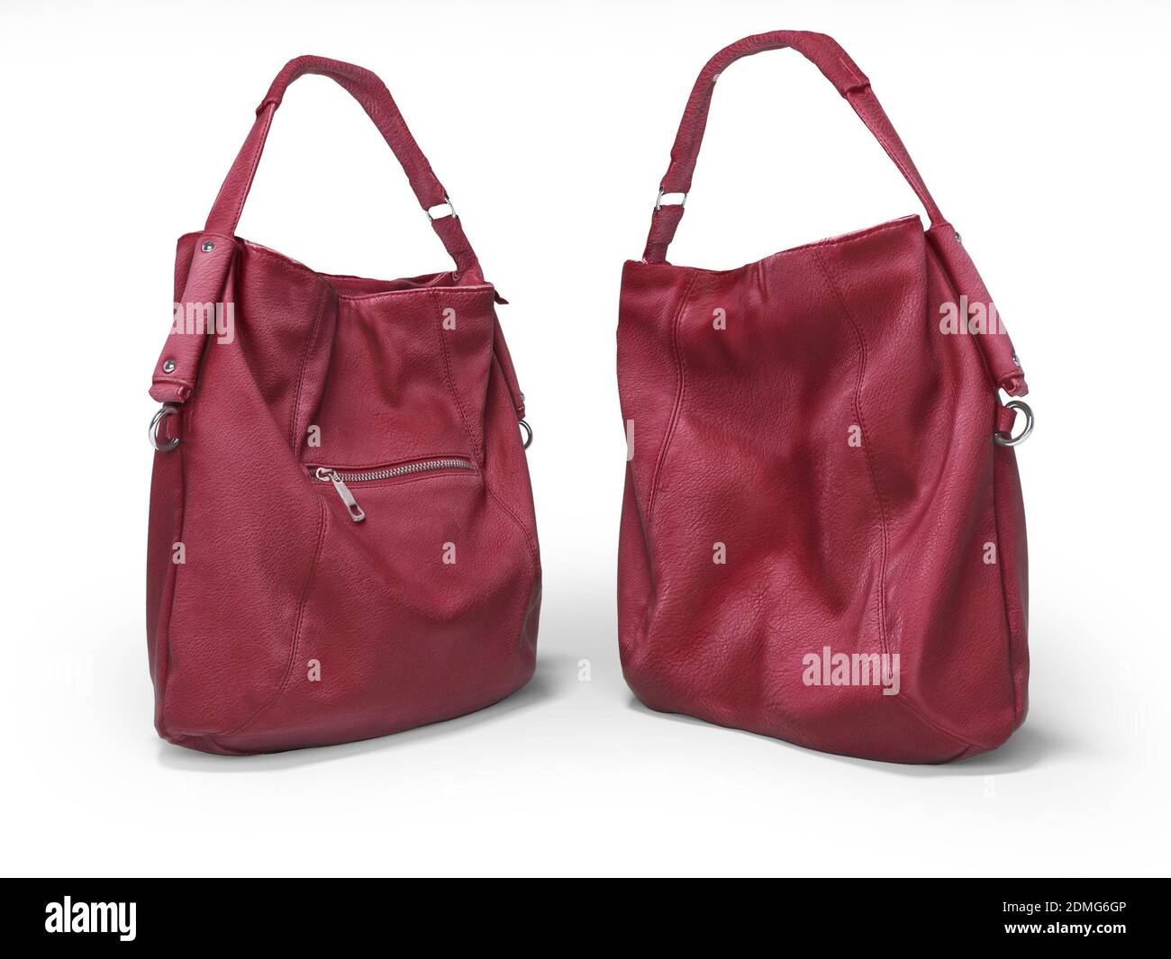 Red women bag front and back 3d rendering on white background with ...