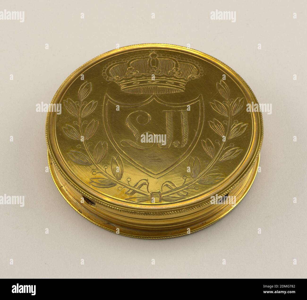 Skippet and cover with seal of Leopold II, Brass and seal wax, a ...