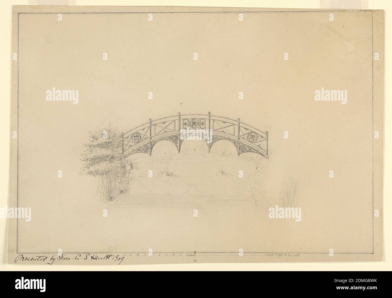 Design for Bridge in Garden Pavilion, Graphite on wove paper, lined ...