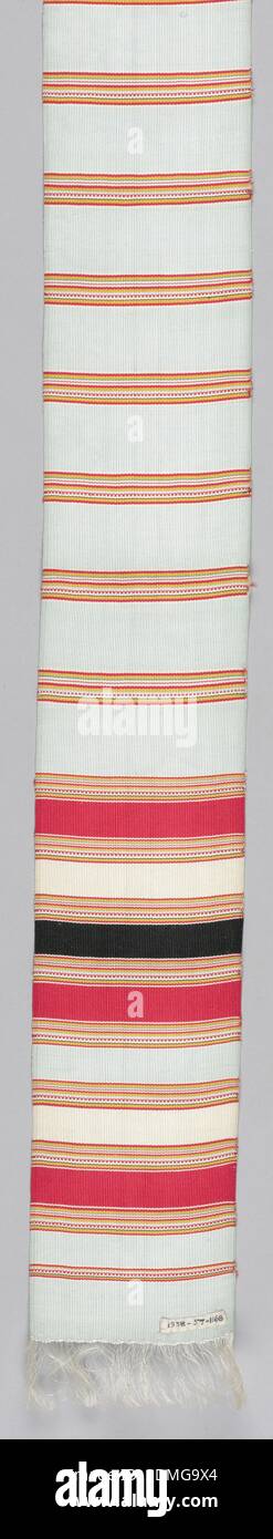 Sash, Medium: silk Technique: plain weave, Narrow sash or belt of ...