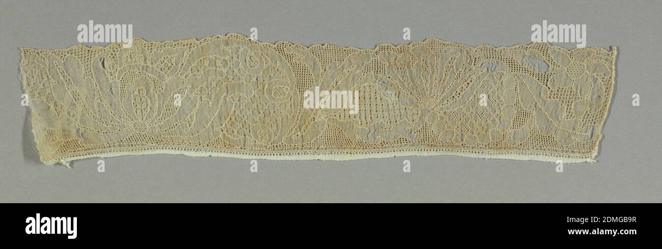 Border, Medium: linen Technique: plain weave embroidered with deflected ...