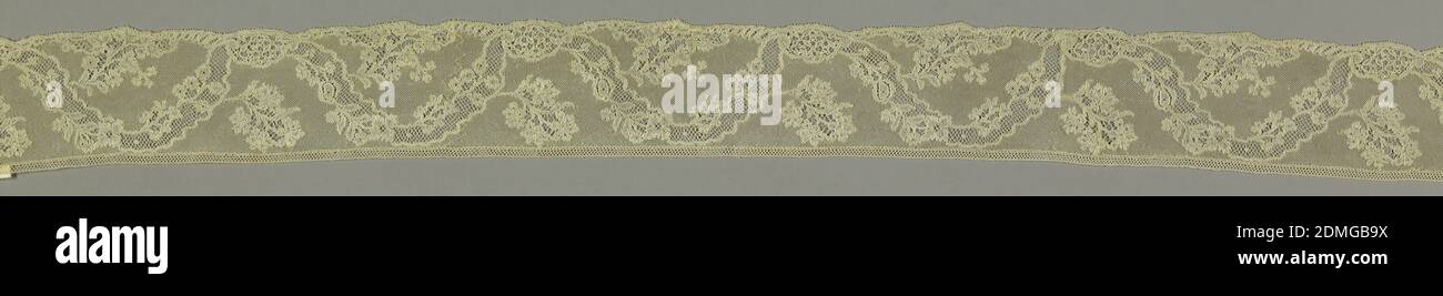 Border, Medium: linen Technique: bobbin lace (Mechlin style), Mechlin ...