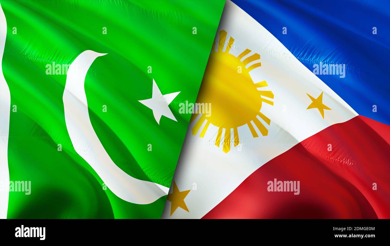 Pakistan and Philippines flags. 3D Waving flag design. Pakistan ...