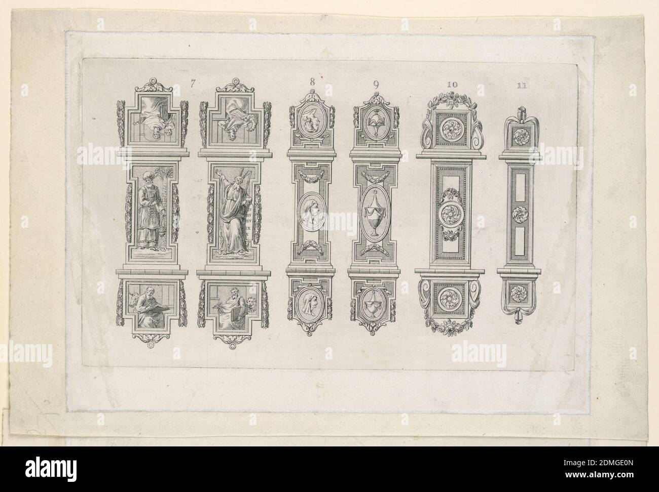 Design for Six Metal Book Clasps, Engraving with etching on paper, The ...