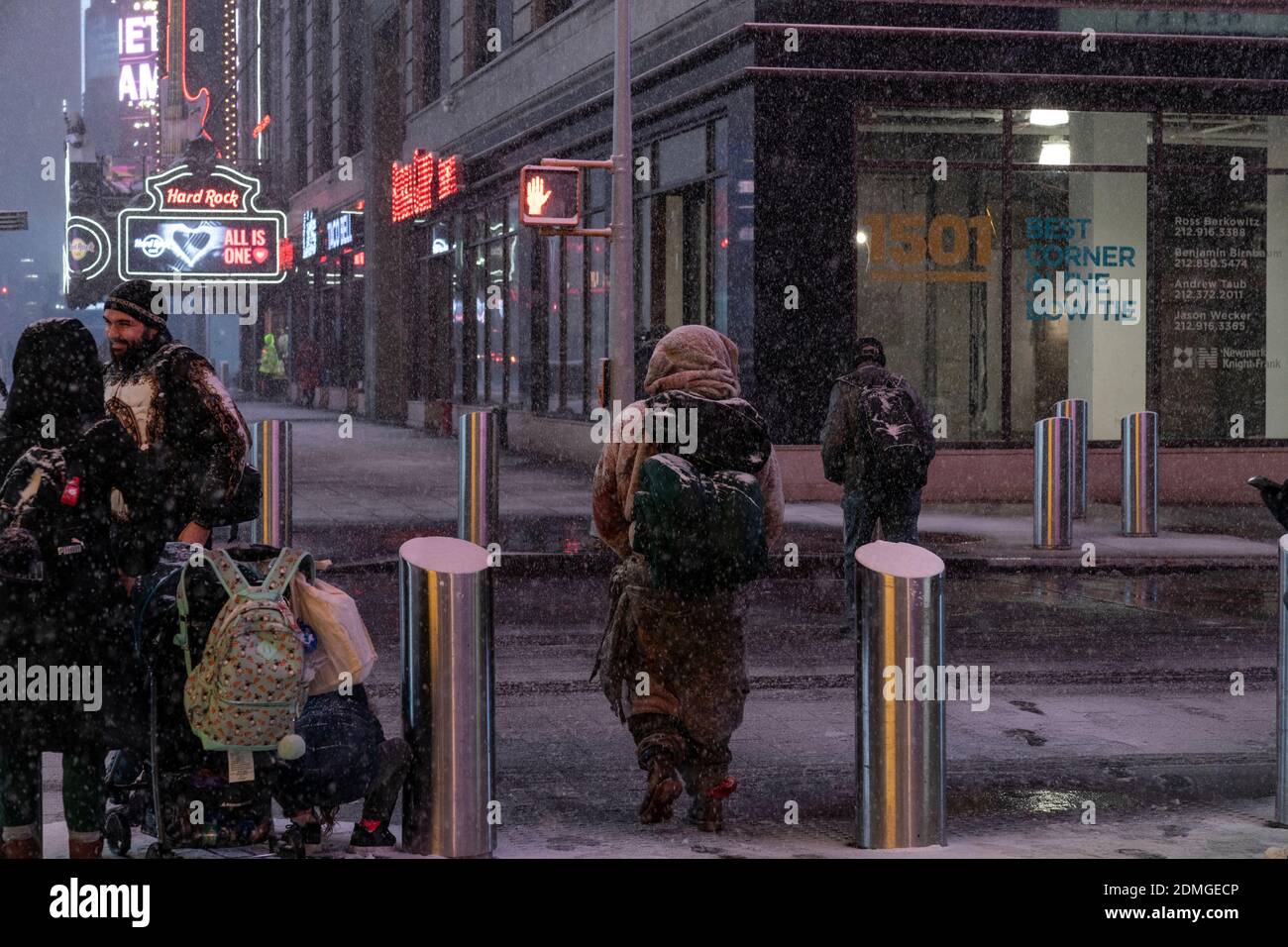 New York, NY - December 16, 2020: Heavy snow and high wind as first ...