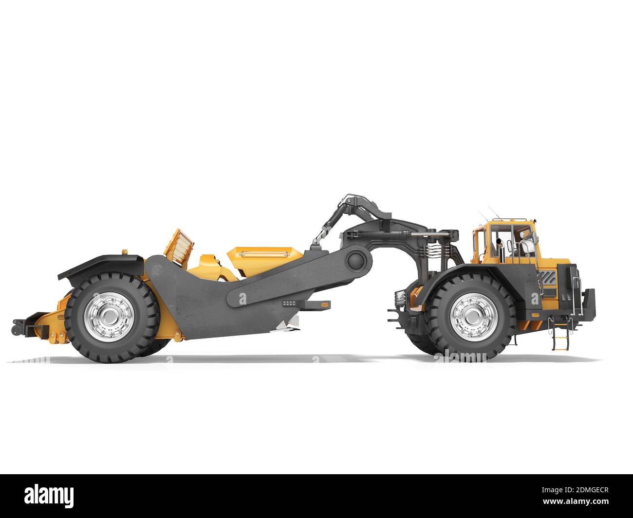 Scraper on wheels isolated 3D rendering on white background with shadow ...