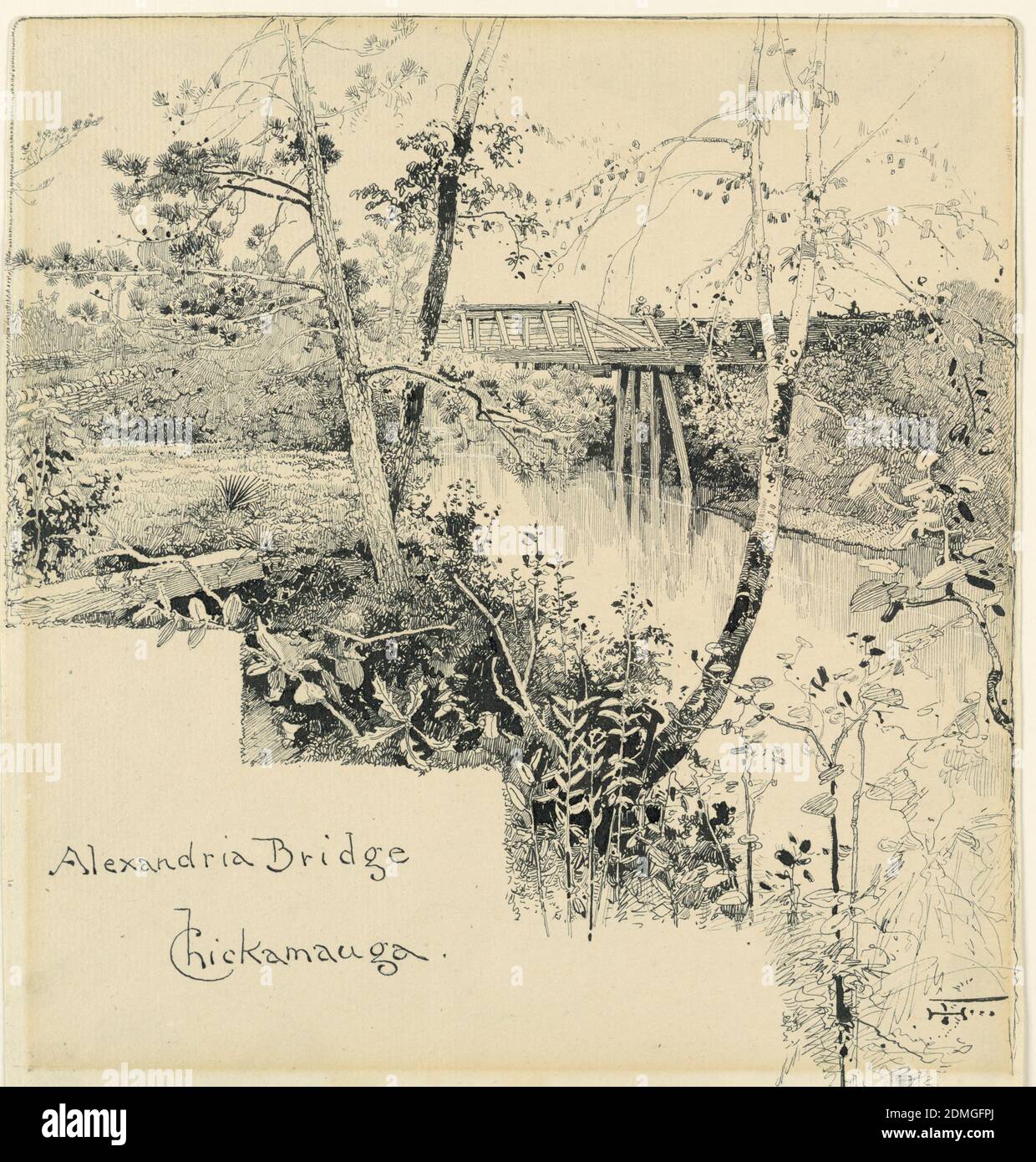 Alexandria Bridge, Chickamauga, Harry Fenn, American, 1845–1911, Pen ...