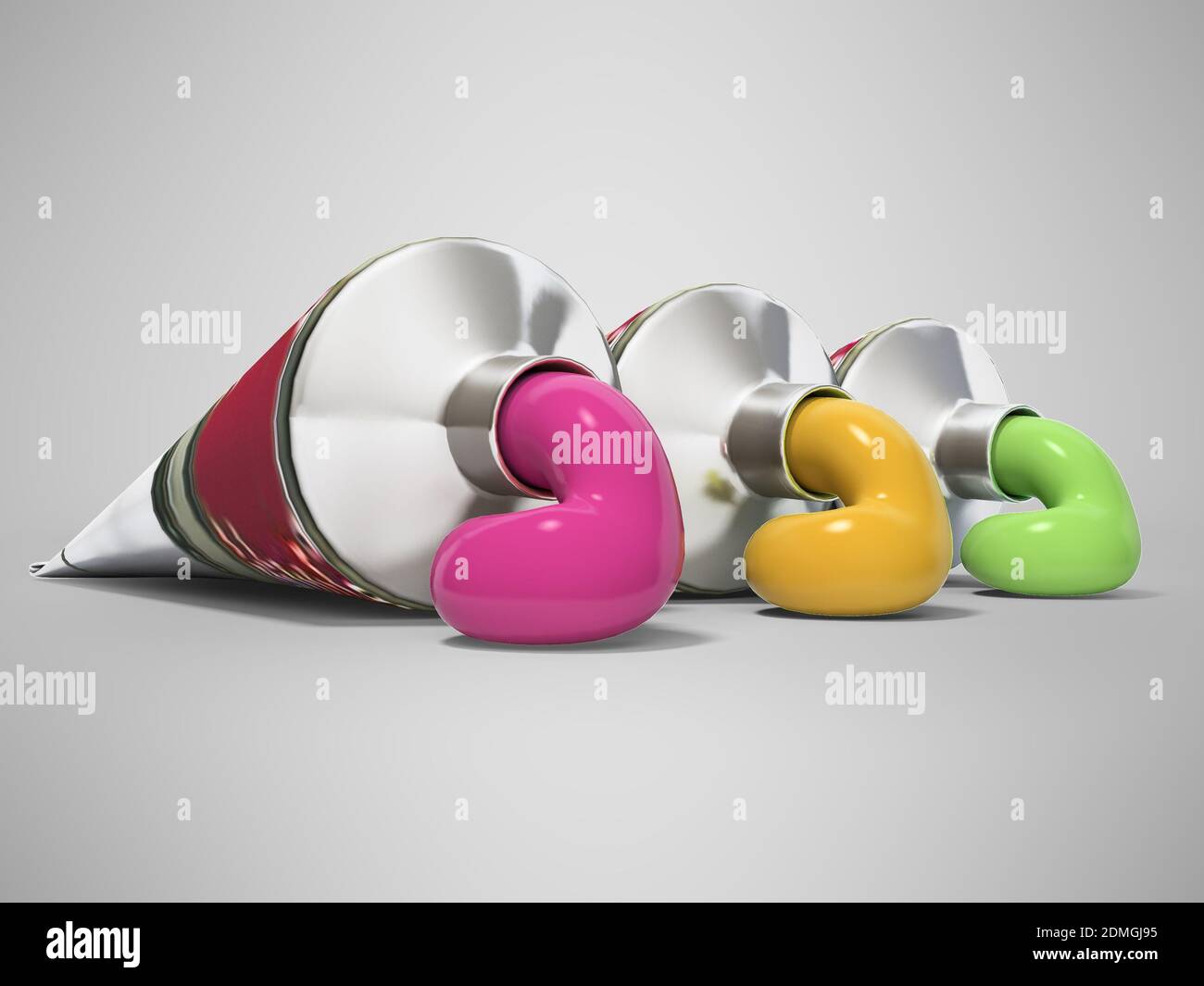Tubes of paint 3d rendering on gray background with shadow Stock Photo ...