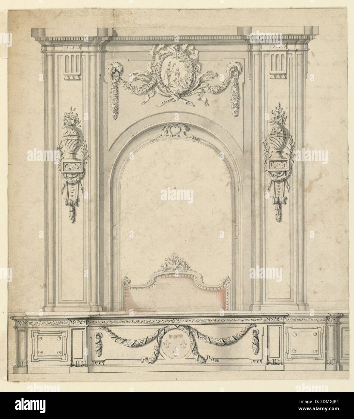 Elevation of a Bed Alcove for Philippe, Duc d'Orléans, The Regent, Pen ...