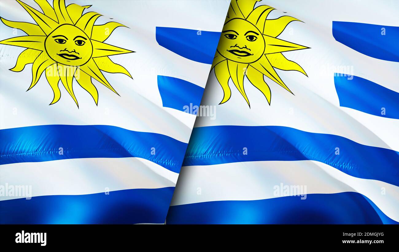Uruguay and Uruguay flags. 3D Waving flag design. Uruguay Uruguay flag ...