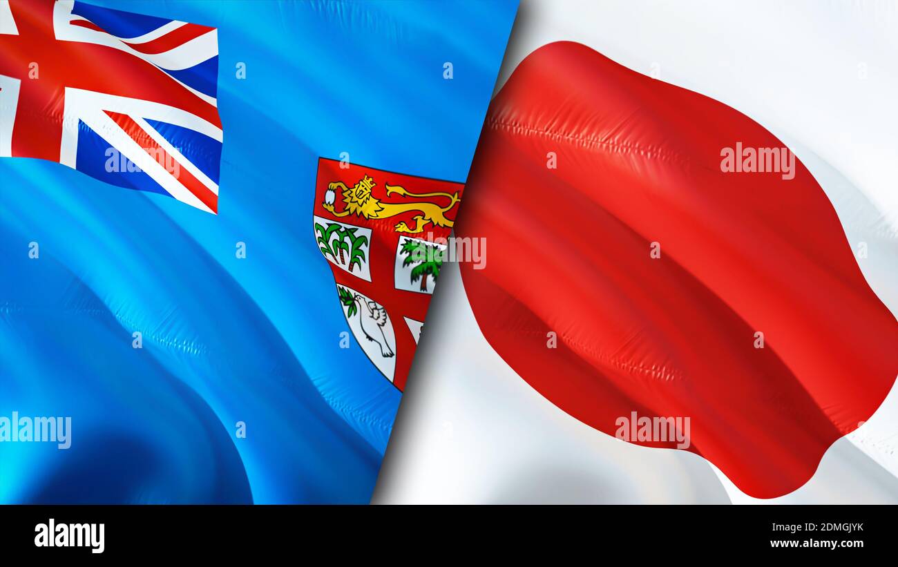 Fiji and Japan flags. 3D Waving flag design. Fiji Japan flag, picture ...