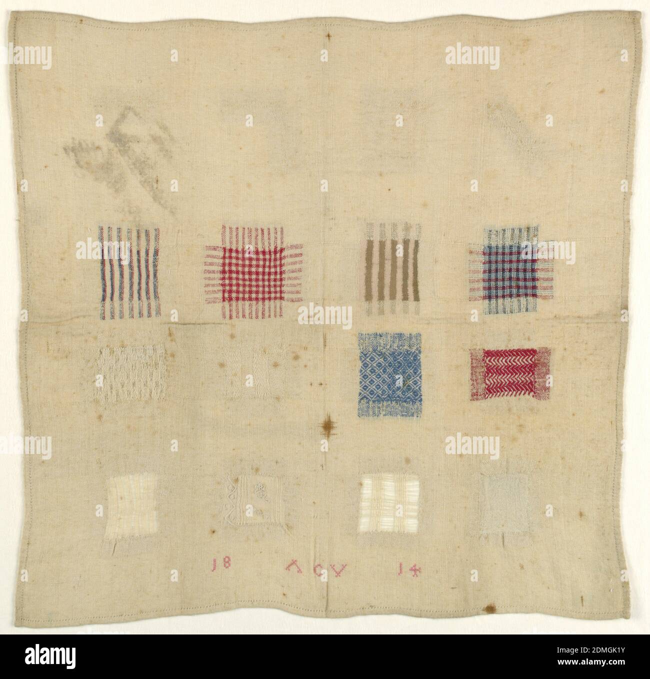 Darning sampler, Medium: cotton, wool, silk Technique: embroidered in ...