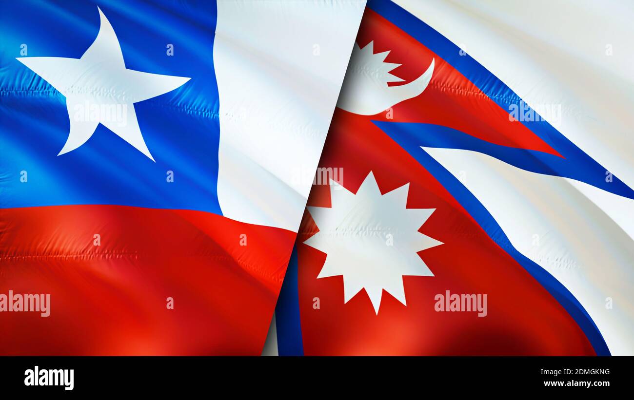 Chile and Nepal flags. 3D Waving flag design. Chile Nepal flag, picture ...
