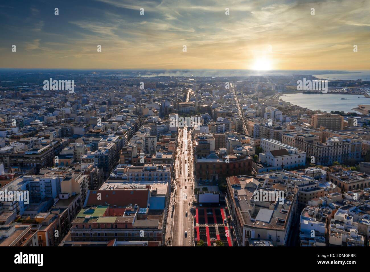 An aerial view of Bari old town in Italy during sunrise Stock Photo - Alamy