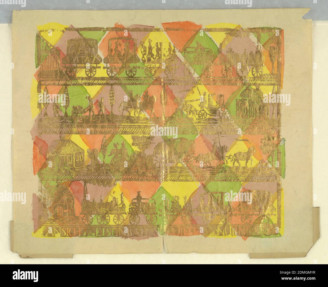 Brocade paper, Gold on paste print paper, The design is printed in four ...