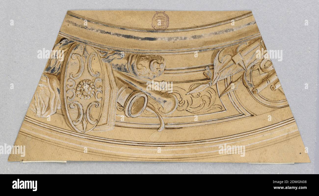 Project for a Ceiling Frieze, Pen and brown ink, brush and brown wash ...